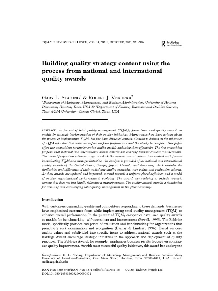 Building Quality Strategy | PDF | Strategic Management | Quality Management
