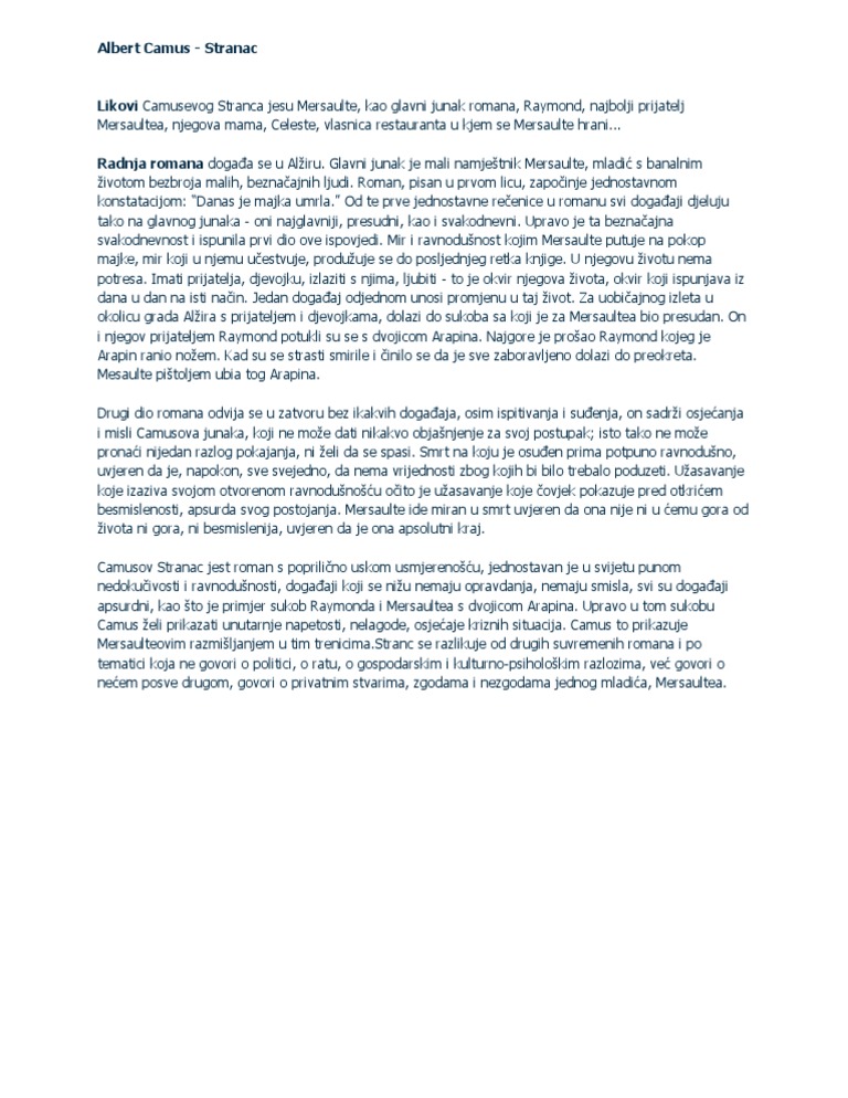 Albert Camus - Stranac | PDF