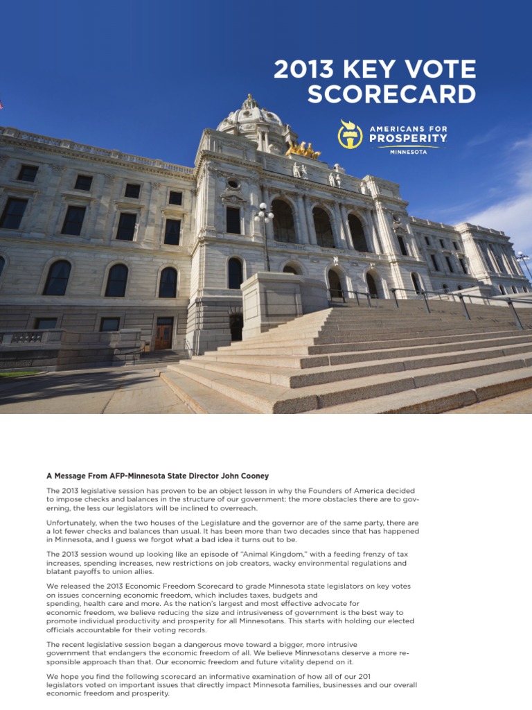 MN 2013 Scorecard | PDF | Economic Freedom | Government