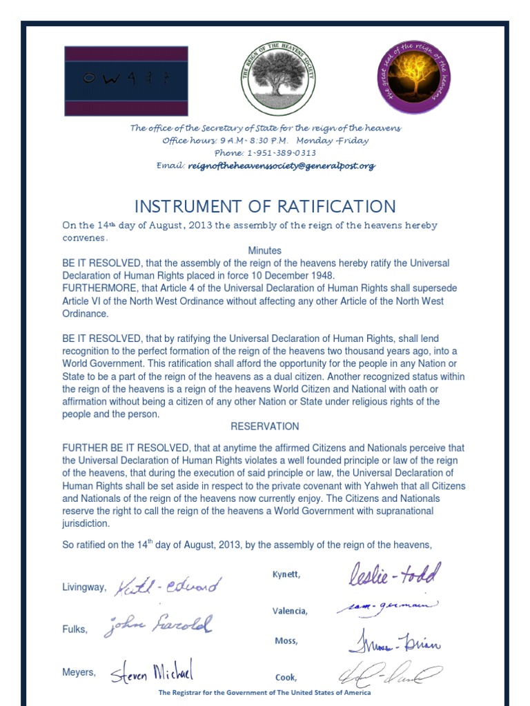 Instrument of Ratification-Universal Declaration of Human Rights | PDF ...