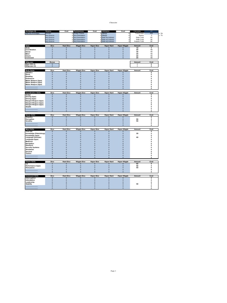 Tarpit - WIld Talents Character | PDF | Leisure