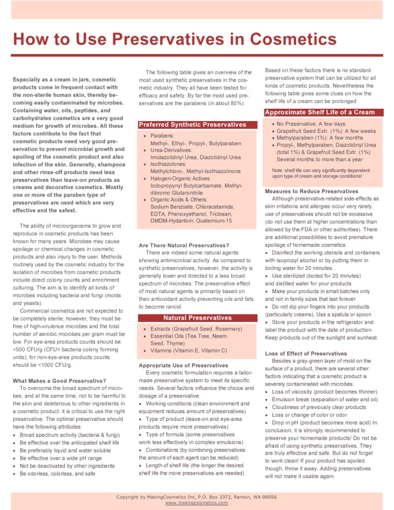 01 How To Use Preservatives in Cosmetics | PDF | Microorganism | Cosmetics