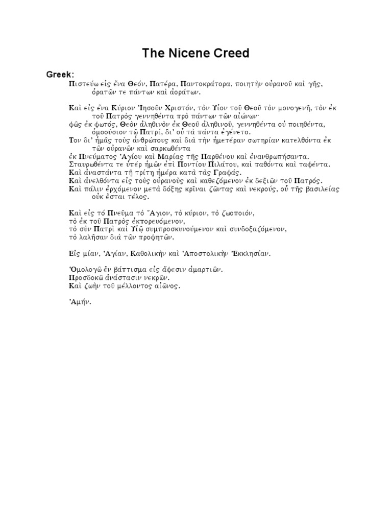 Nicene Creed: Greek and Latin Texts | PDF | Systematic Theology ...