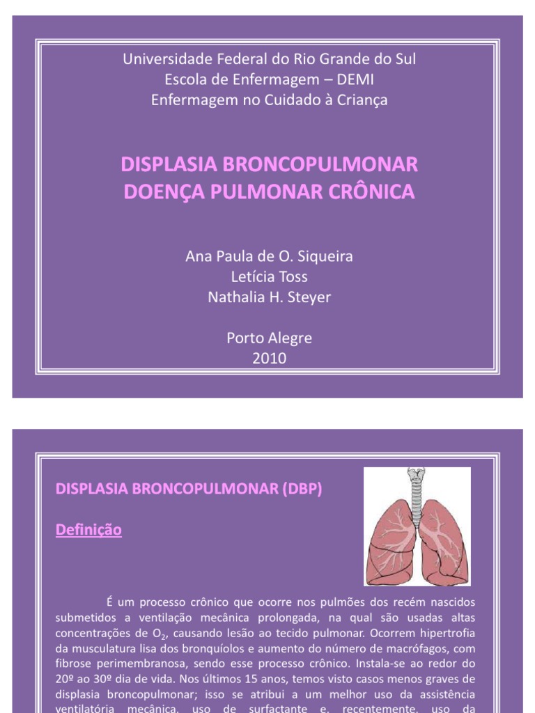 Displasia Broncopulmonar | PDF | Inflamação | Pulmão