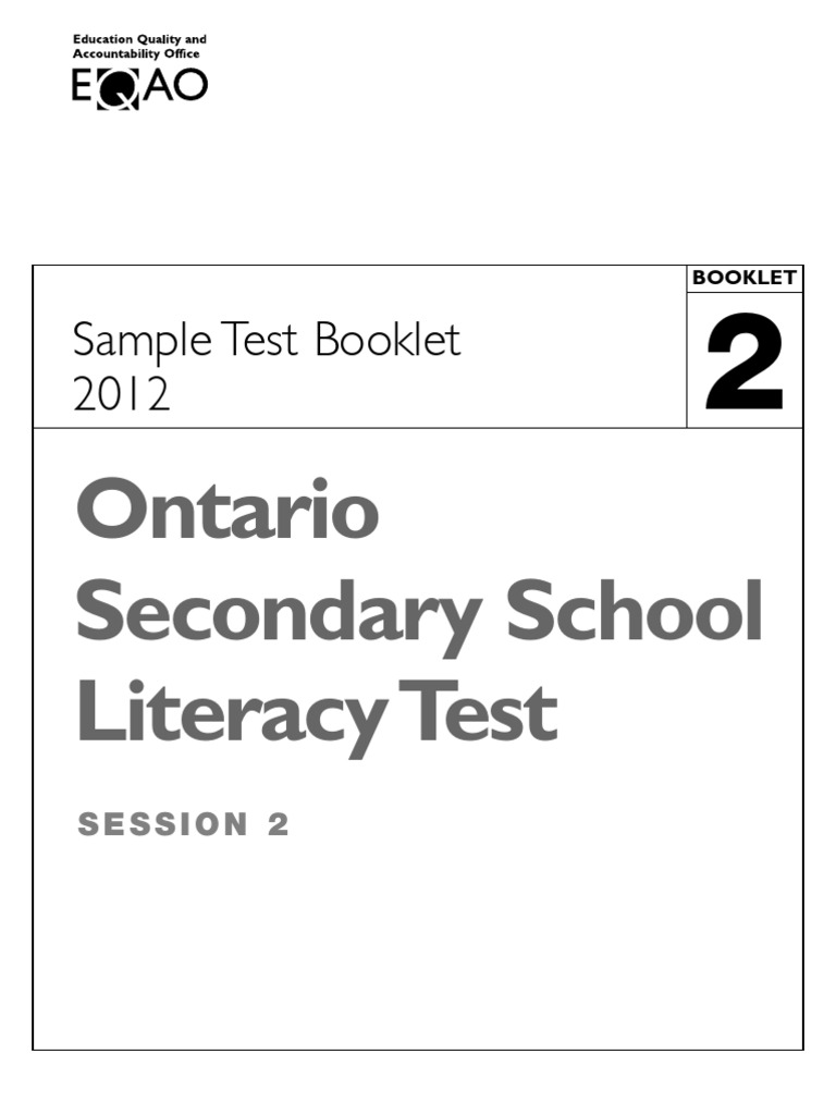 OSSLT SampleTestBooklet2 2012 Web | PDF | Multiple Choice | Literacy