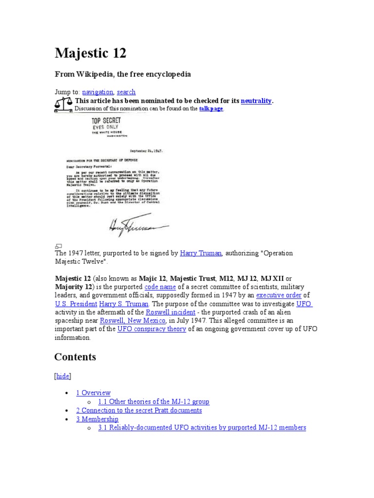 Majestic 12 | PDF | Unidentified Flying Object | Ufology