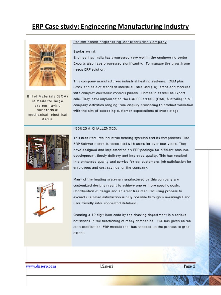 ERP Case Study For Engineering Manufacturing Industry | PDF ...