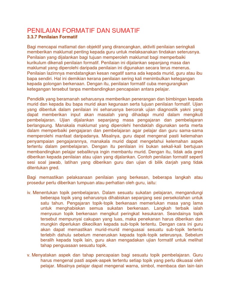 Penilaian Formatif Dan Sumatif | PDF