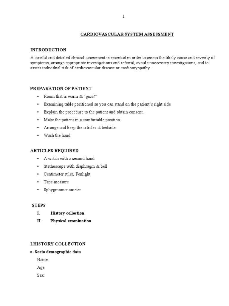 Cardiovascular Assessment Guide | PDF | Pulse | Heart