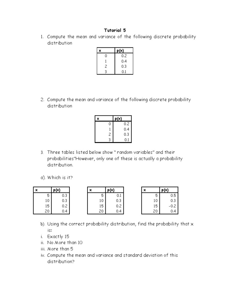 5 | Variance | Probability Distribution