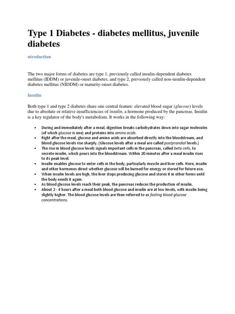Type 1 Diabetes | PDF | Diabetes Mellitus Type 2 | Diabetes Mellitus Type 1