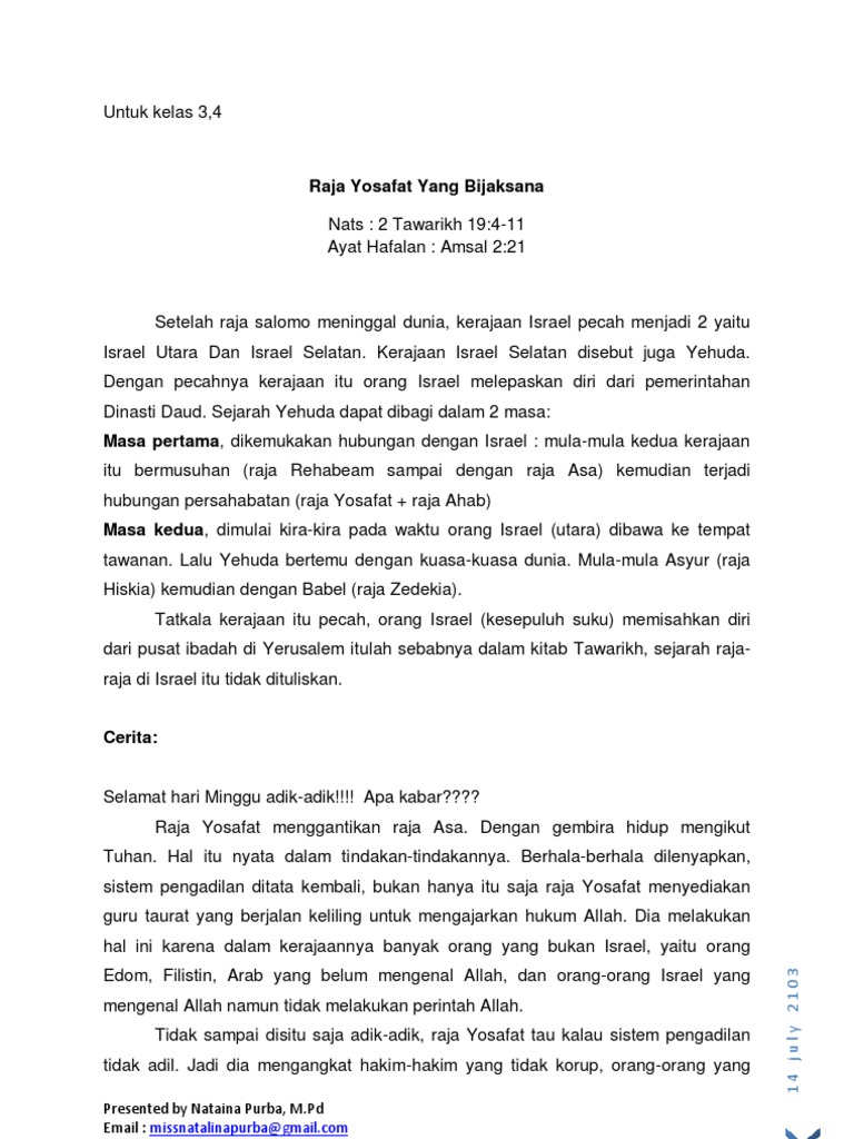 Raja Yosafat Yang Bijaksana | PDF