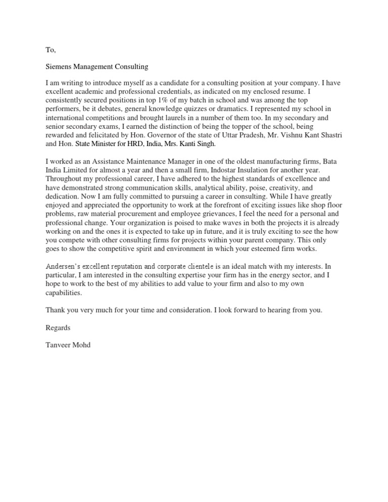 Cover Letter For Siemens | PDF | Economies | Business