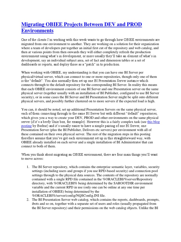 OBIEE Project Migration Guide | PDF | Directory (Computing) | Computer File