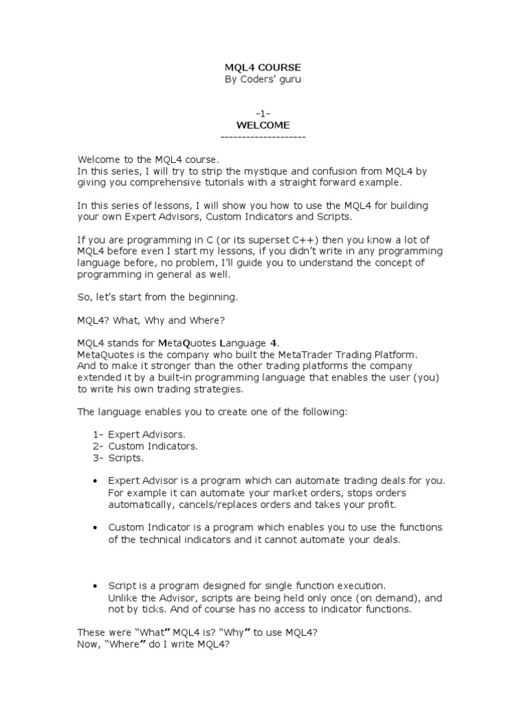 Mql4 Course | PDF | Control Flow | Boolean Data Type