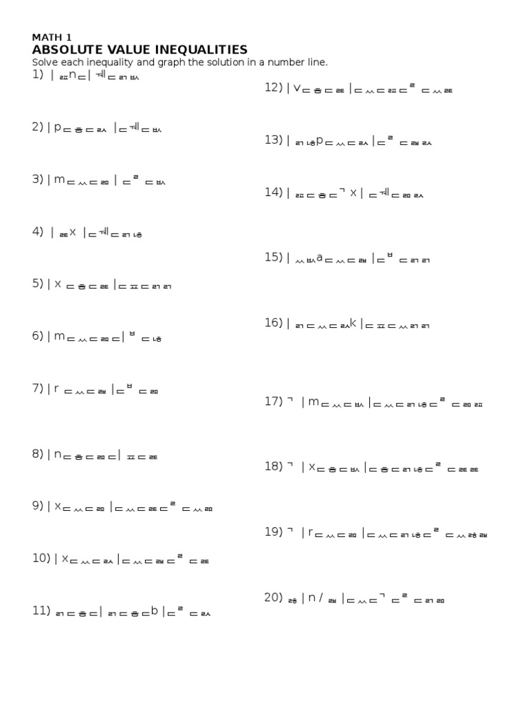 Exercises - Math 1 - Absolute Value Inequality | PDF | Teaching Methods ...