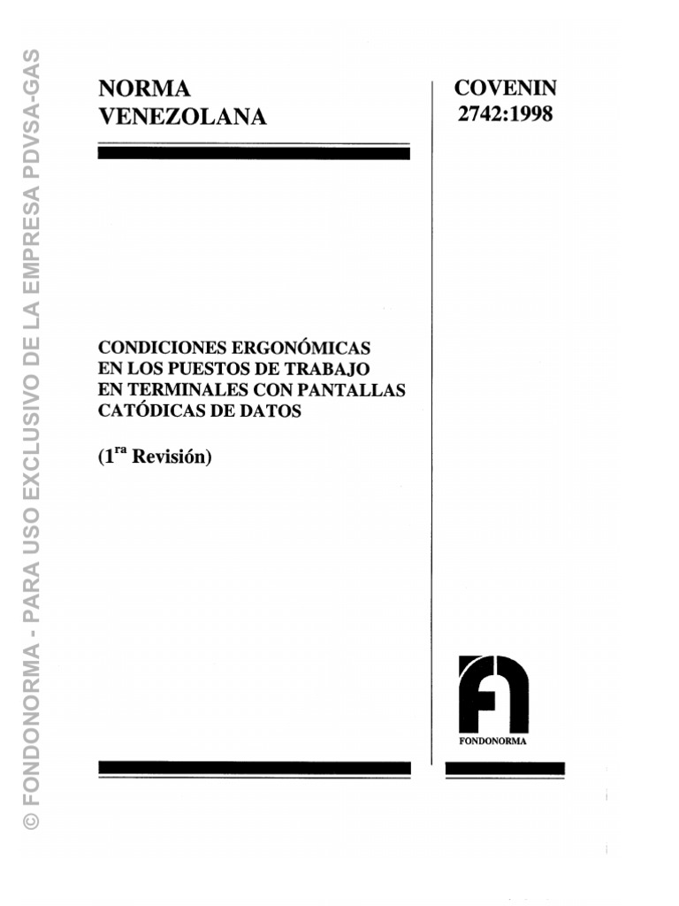 2742-1998 Condiciones Ergonomicas en Termianles Con Pantallas Catodicas | PDF | Negocios ...
