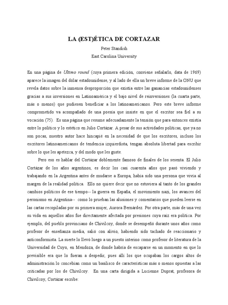 Peter Standish, La (Est) Etica de Cortázar | PDF | Cuentos | Cuba
