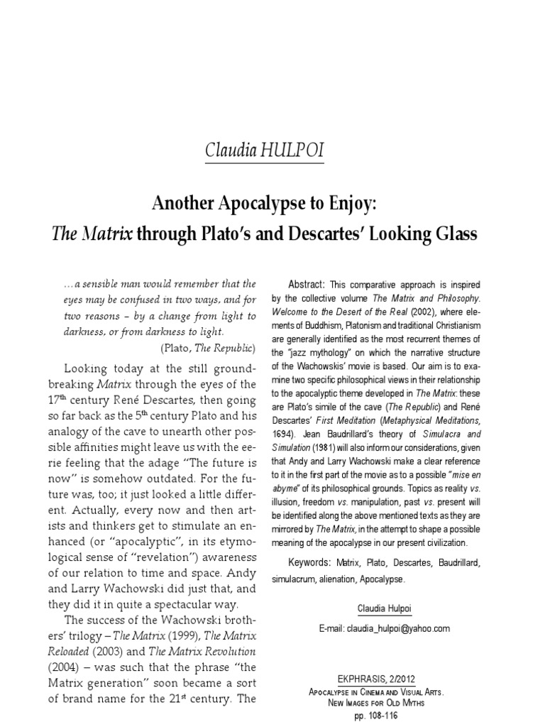 The Matrix Through Plato's and Descartes' Looking Glass | Download Free ...