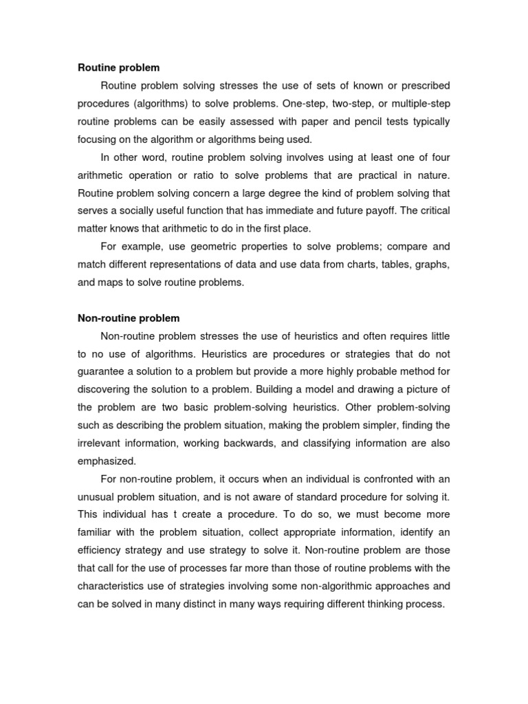 2.routine Problem and Non-Routine | PDF | Neuropsychology | Psychology