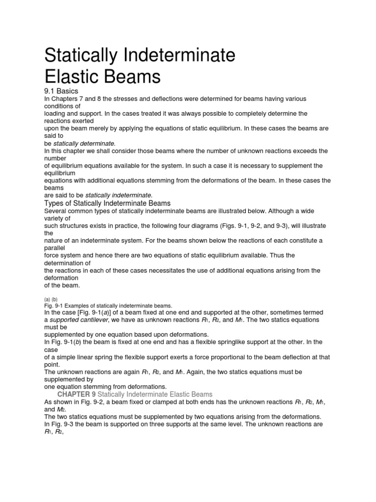 Statically Indeterminate | PDF | Beam (Structure) | Equations