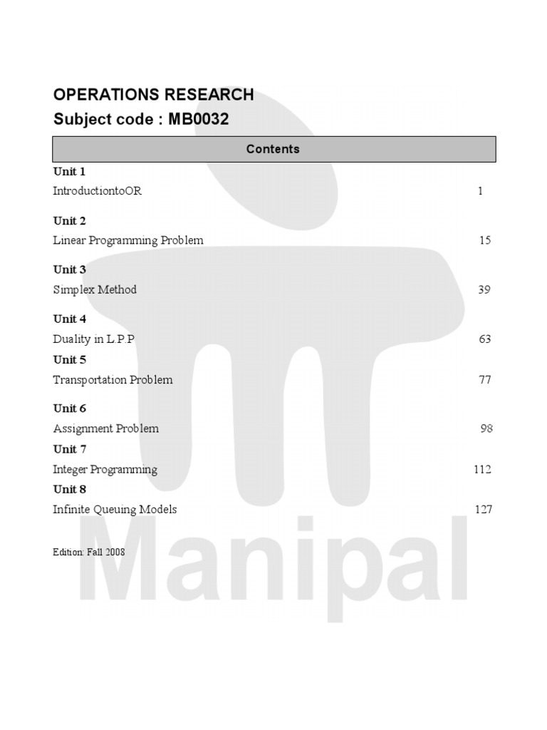 Operations Research Template Subject Introduction | Download Free PDF ...