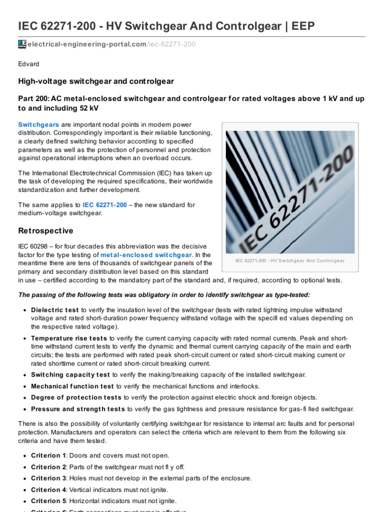 IEC 62271-200: MV Switchgear Standards | PDF | Insulator (Electricity) | Power (Physics)