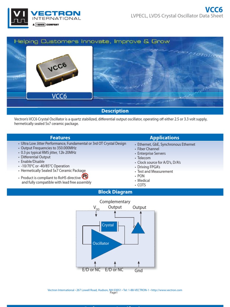 Description: LVPECL, LVDS Crystal Oscillator Data Sheet | Download Free PDF | Resistor ...