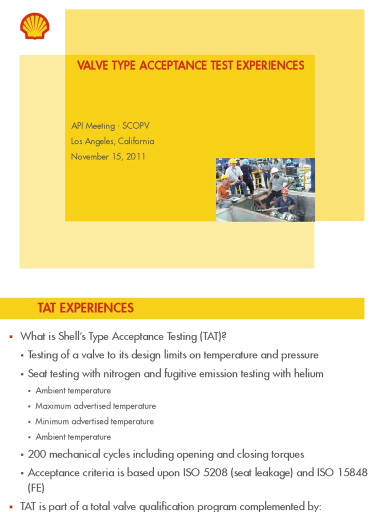 Valve Type Acceptance Test Experiences API | PDF | Valve | Chemical ...