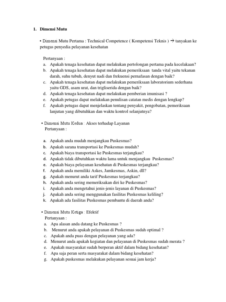 Dimensi Mutu | PDF