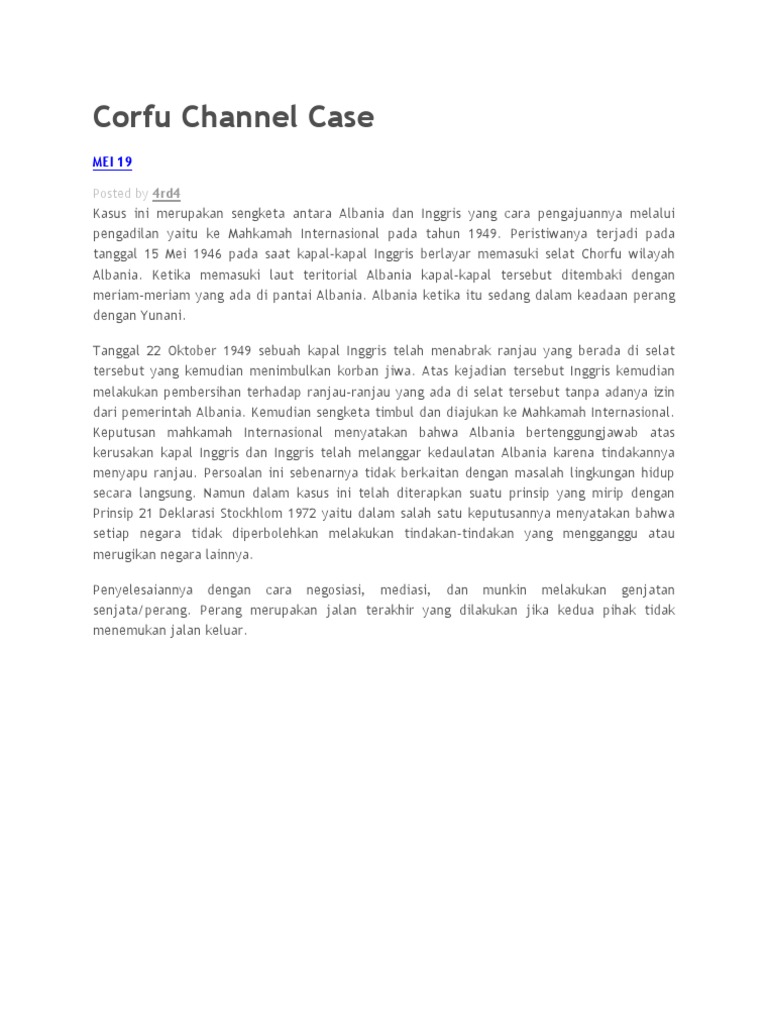 Analisa Corfu Channel | PDF | Sejarah