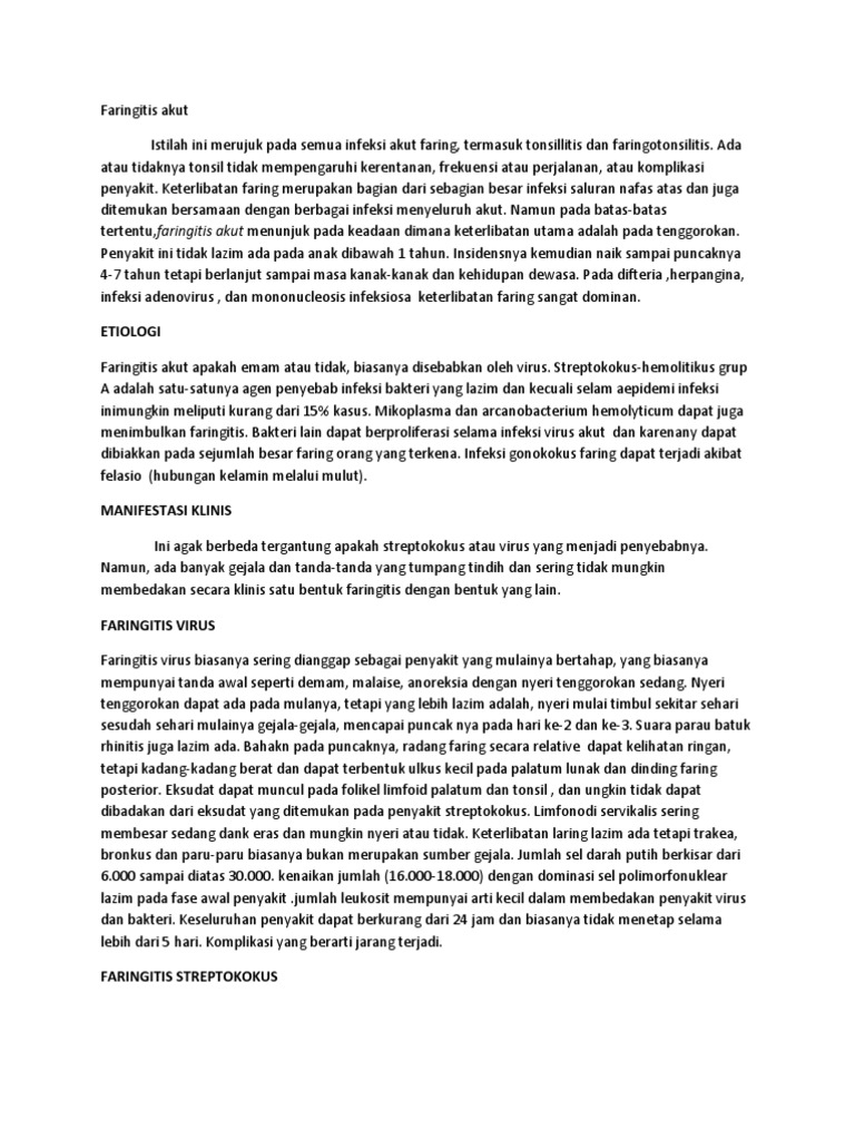 Faringitis Akut: Penyebab dan Gejala | PDF | Pengembangan Diri ...