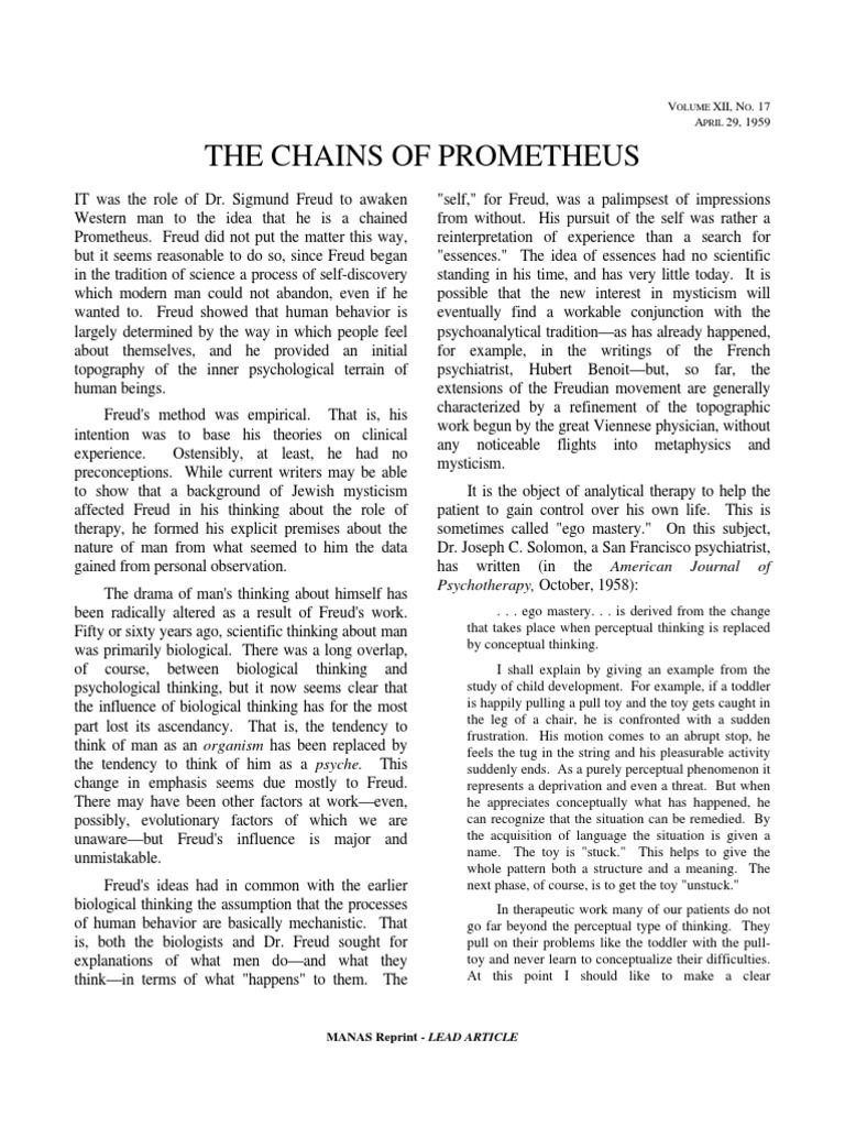 Chains of Prometheus | PDF | Thought | Sigmund Freud