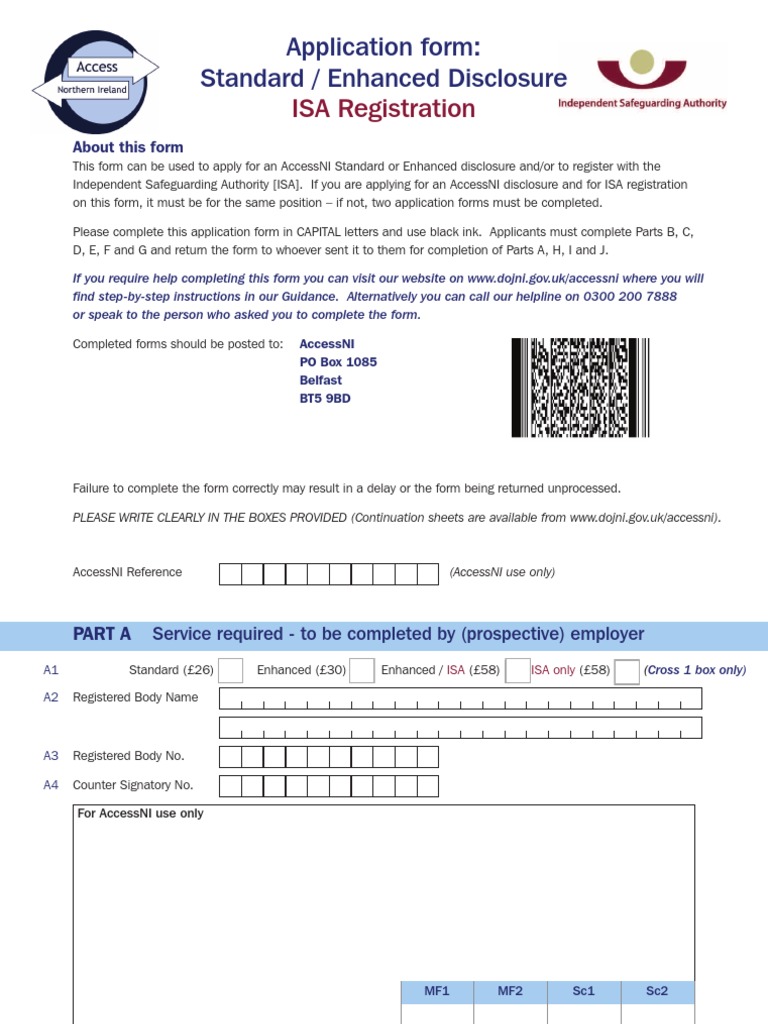 Access NI Application Form | Download Free PDF | Traditional Board ...