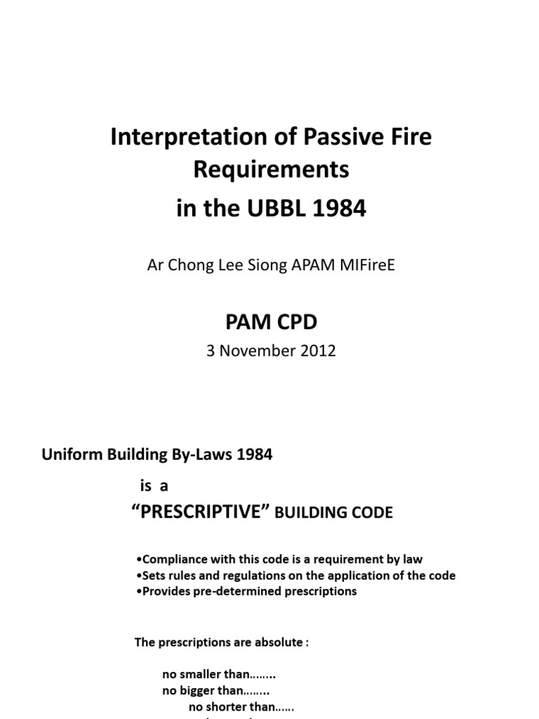 Fire Fighting - Intepretation of Passive Fire Requirement Ubbl 1984 ...