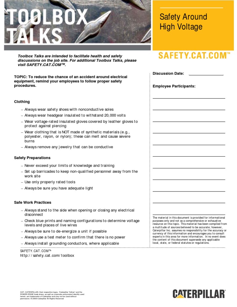 Toolbox Talk - Safety Around High Voltage | PDF