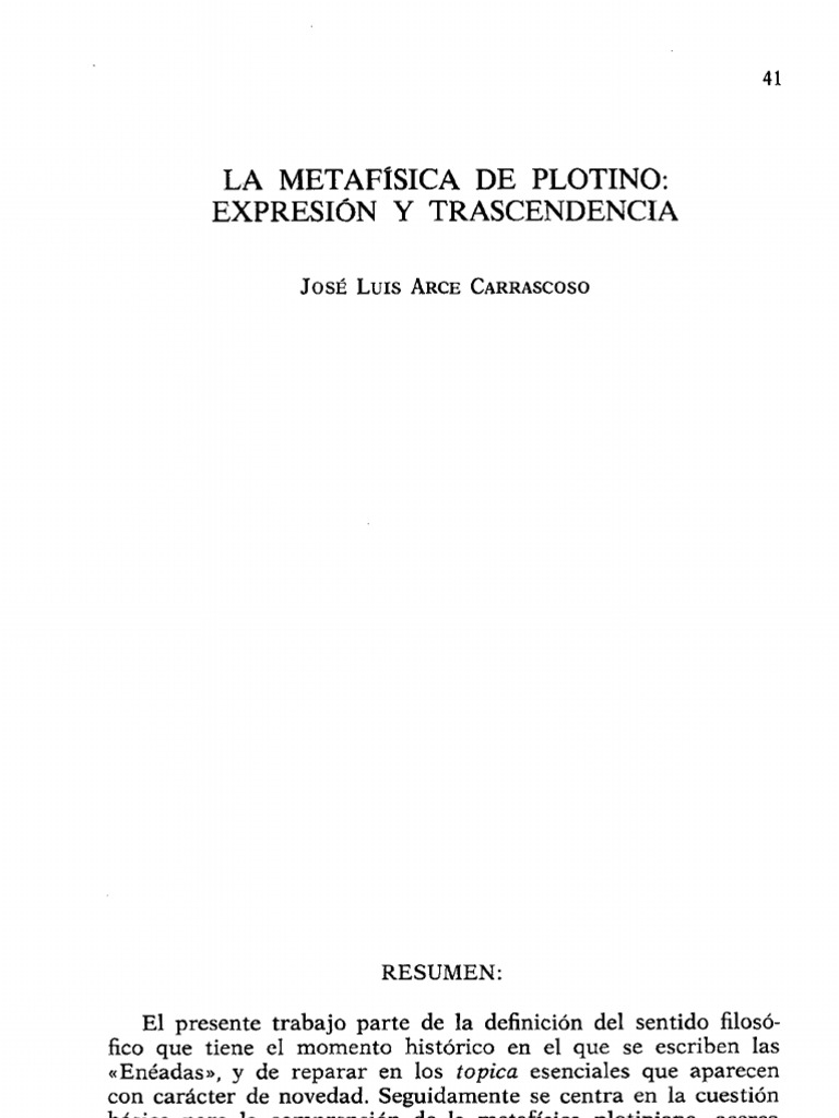 La Metafísica de Plotino | PDF | Comprensión | Esencia