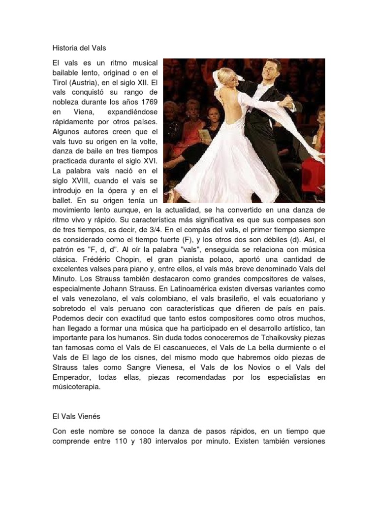 Historia Del Vals | PDF | Valses | Bailes