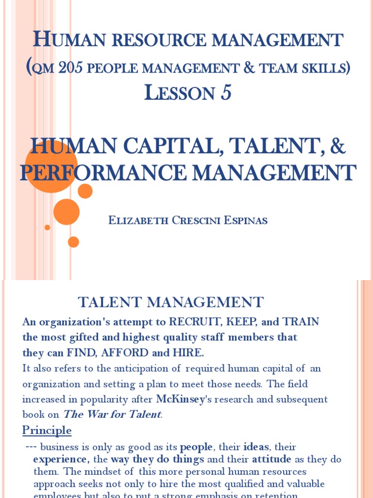 Human Capital, Talent, & Performance Management | PDF | Talent ...