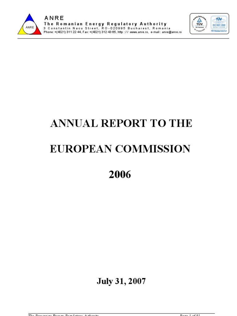 Annual Report To The European Commission 2006: July 31, 2007 | PDF ...