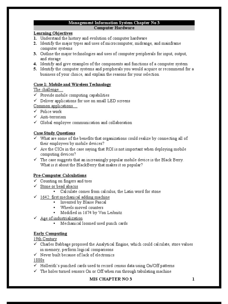 Management Information System Chapter No 3 | PDF | Microcomputers | Personal Computers