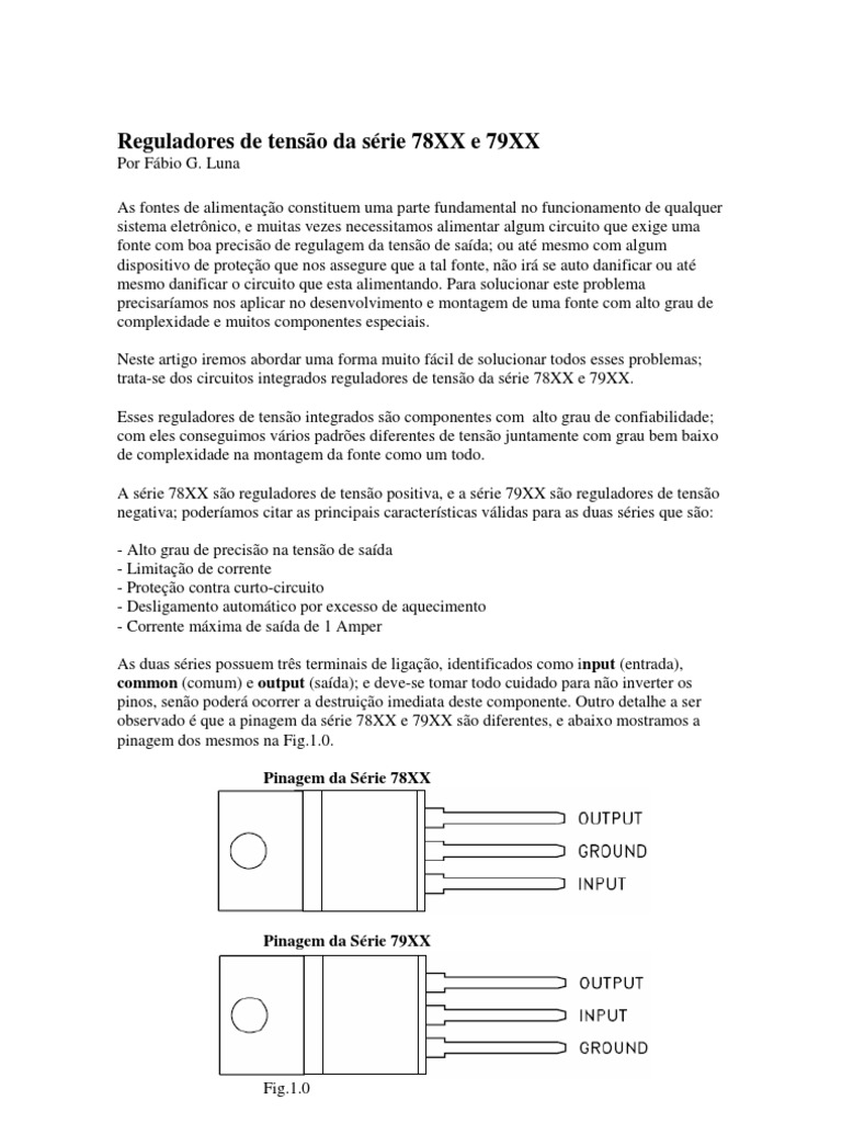 Arquivos-1354reguladores de Tensão Da Série 78xx e 79xx | PDF