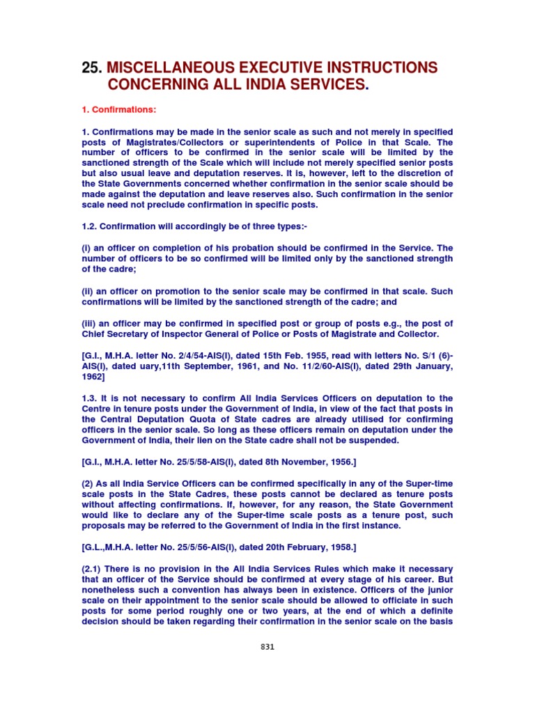 Revised AIS Rule Vol I Rule 25 | PDF | Government Of India | Board Of ...