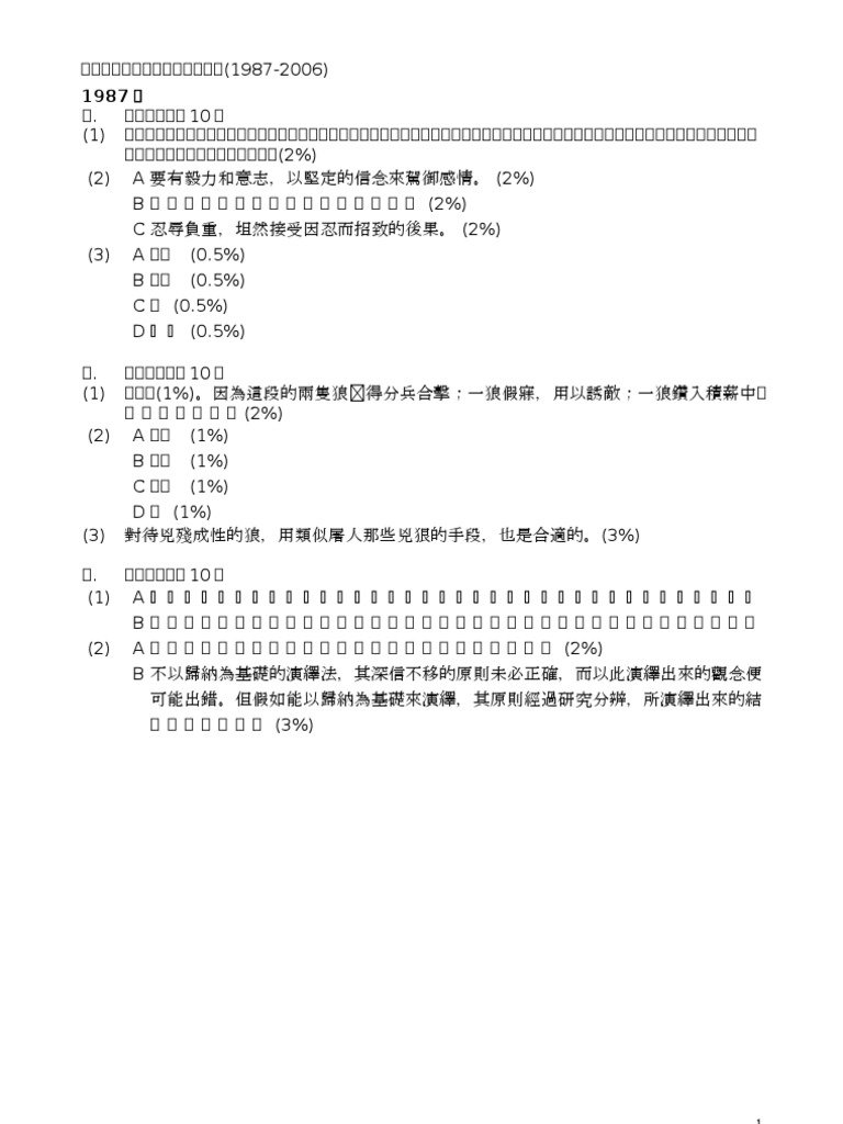CE Chin Paper 1 Solution by Years (1987-2006) | PDF