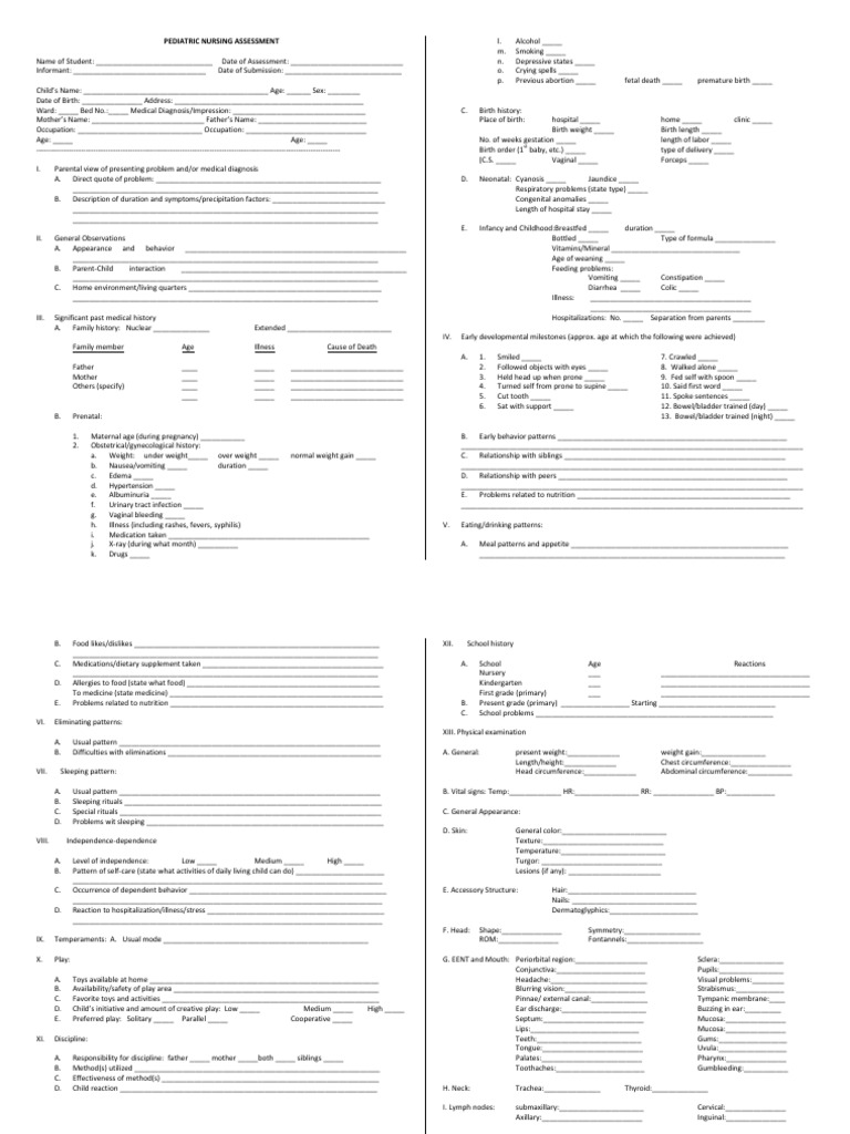 Pediatric Nursing Assessment