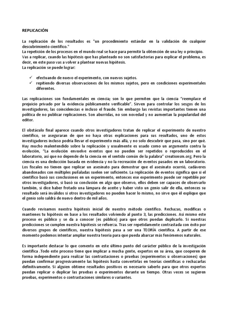 Replicacion y Refutacion | PDF | Teoría | Hipótesis