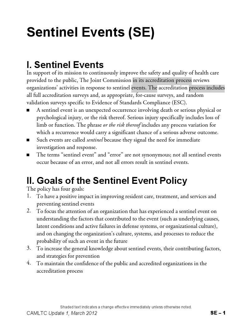 Sentinel Events PDF Joint Commission Patient Safety