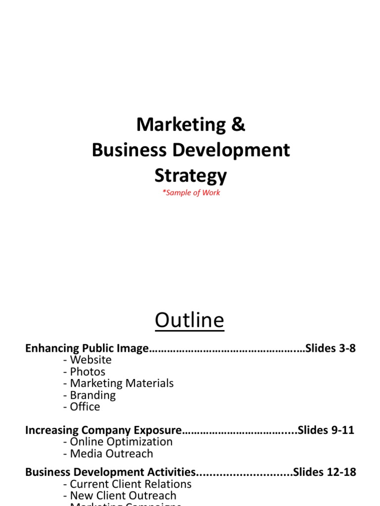 Marketing & Business Development Strategy: Sample of Work | PDF ...