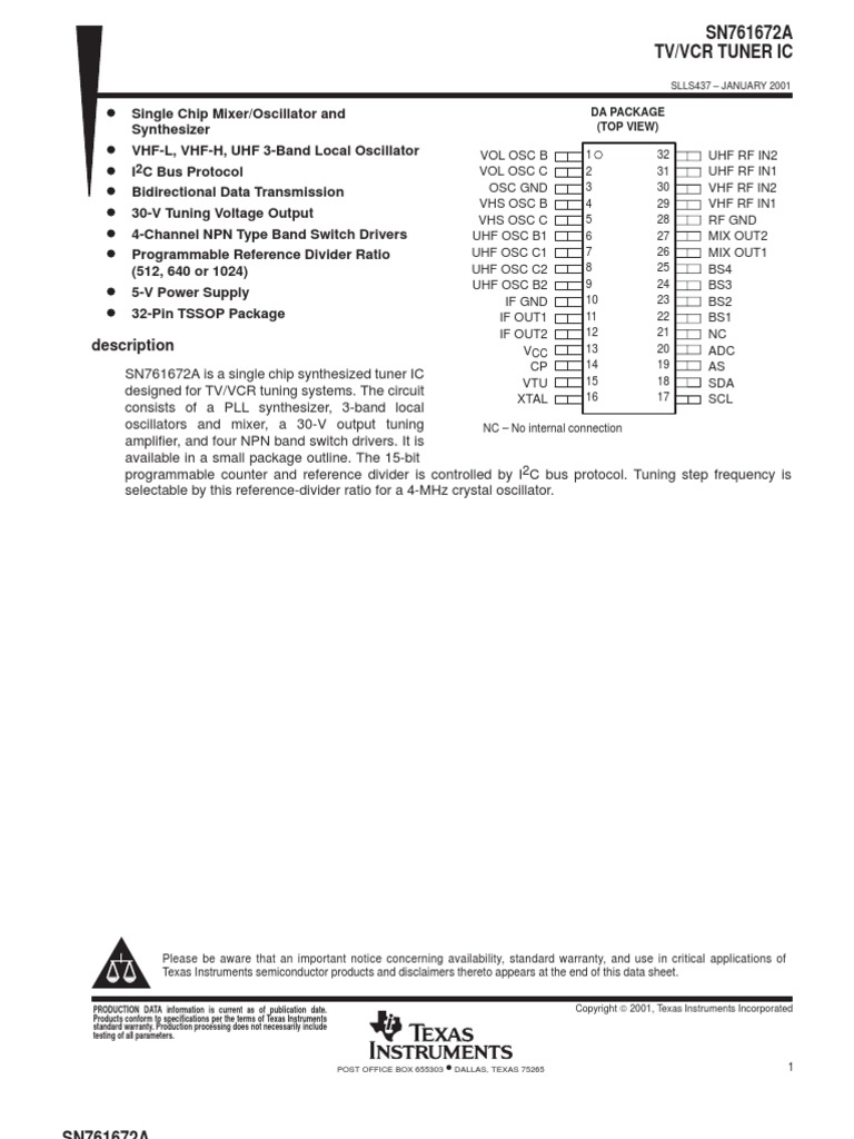 SN 761672 A | PDF | Amplifier | Analog To Digital Converter