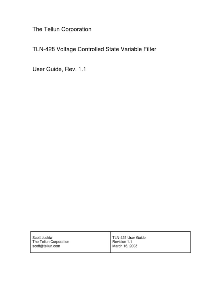 A Comprehensive Guide to Configuring and Using the Tellun Corporation TLN-428 Voltage Controlled ...